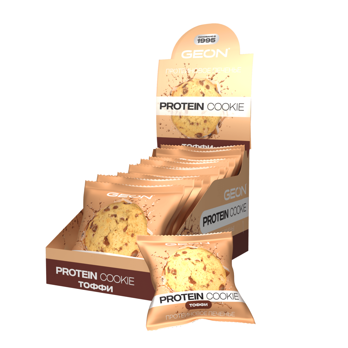 Протеиновое печенье GEON™ PROTEIN COOKIE Тоффи, 25% белка (40 г х 10 шт ...